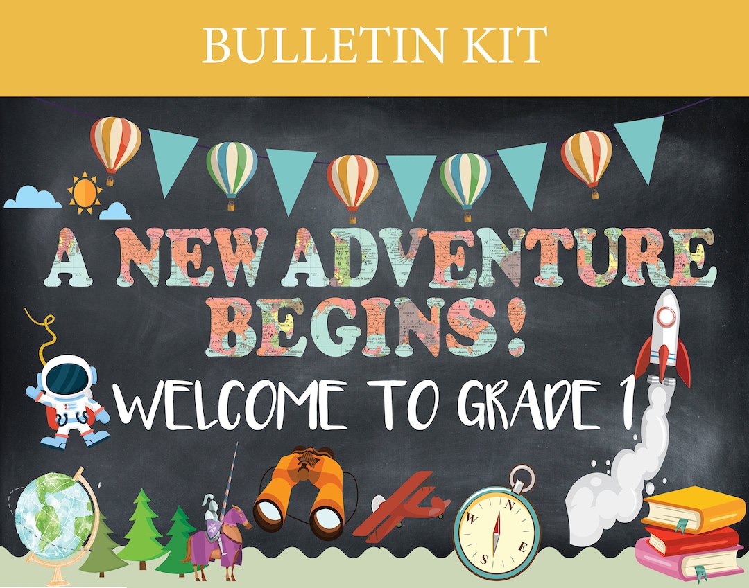 Adventure Awaits Bulletin Board Kit Cutouts Printable Travel Classroom ...