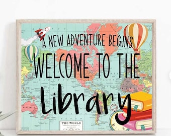 2nd Grade Welcome to Classroom Door Sign World Map Adventure Themed ...