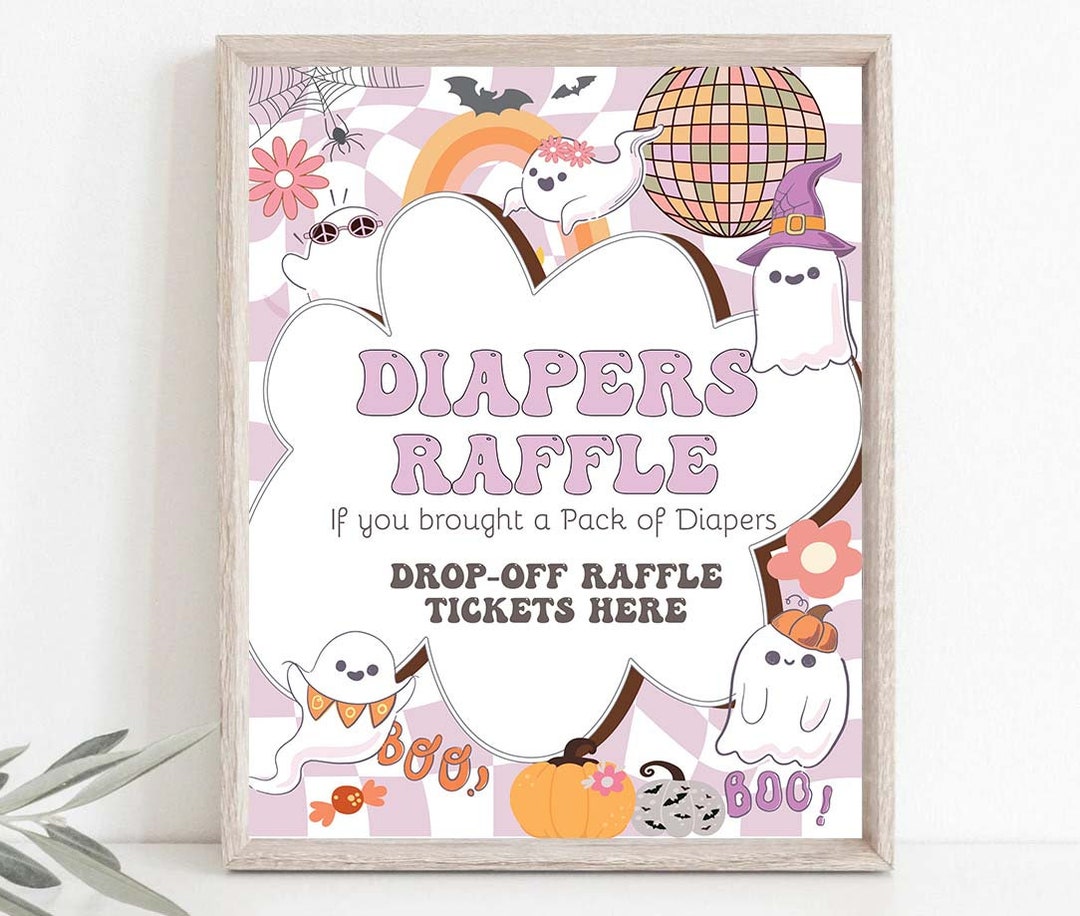 Printable Diaper Raffle Sign Hippie Halloween Baby Shower Decoration ...