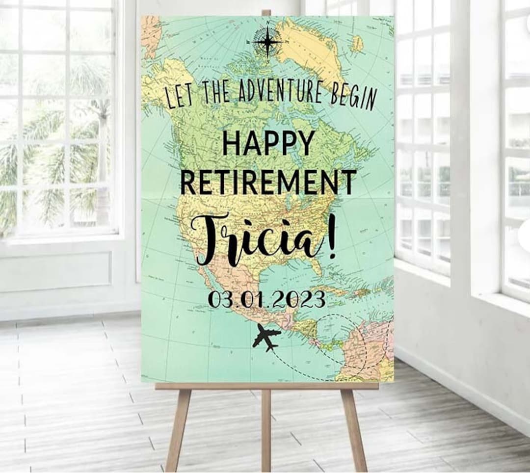 Welcome Sign Retirement Travel Theme Printable Sign Around the World ...