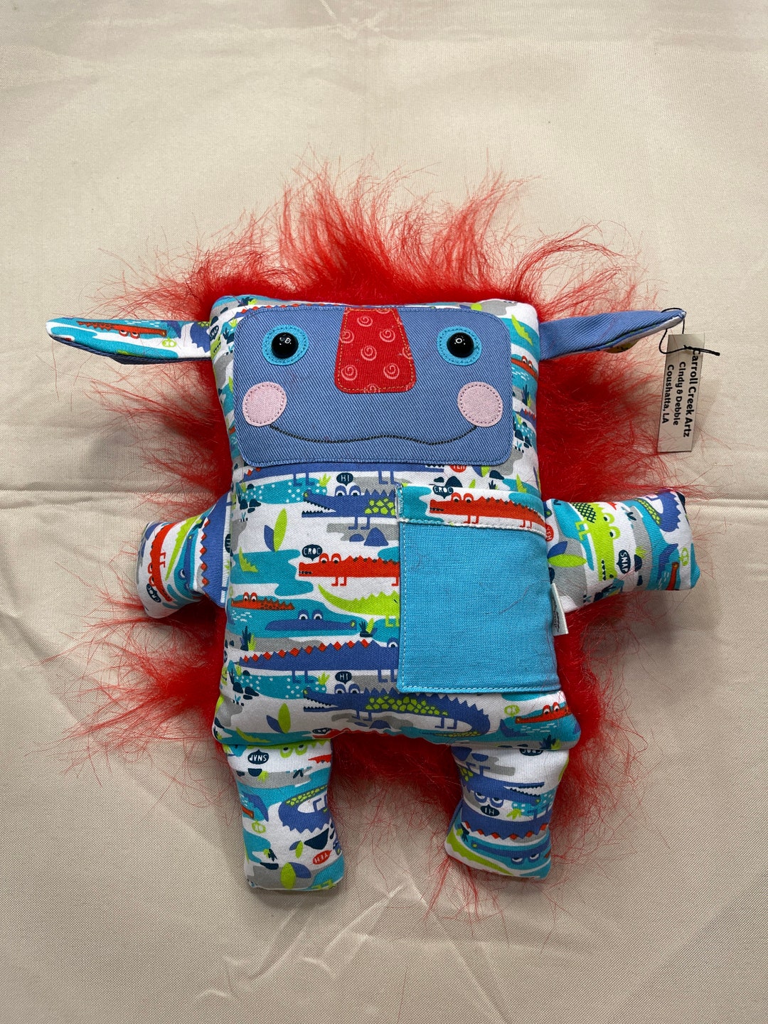 Softie Monster Doll Plushie Shades of Red Huggable Faux Fur Hiding ...