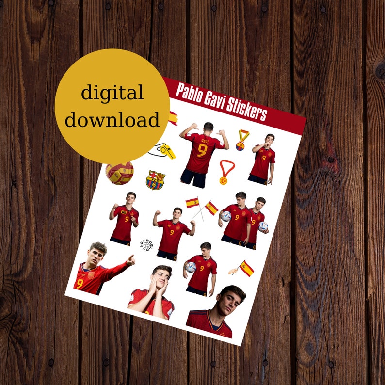 Gavi Barcelona Football Stickers, Pablo Martín Páez Gavira Stickers - Etsy