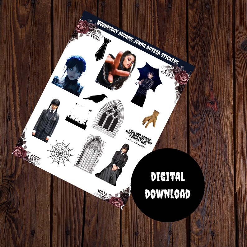 Wednesday Addams Jenna Ortega Stickers Printable - Etsy