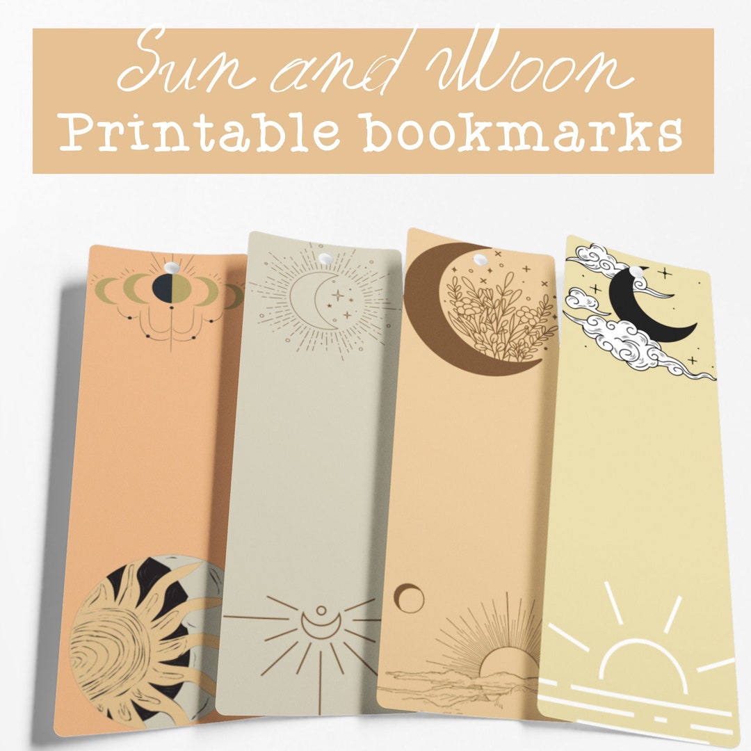 Bookmark Moon Sun Set of 6 Sun and Moon Digital Download - Etsy UK