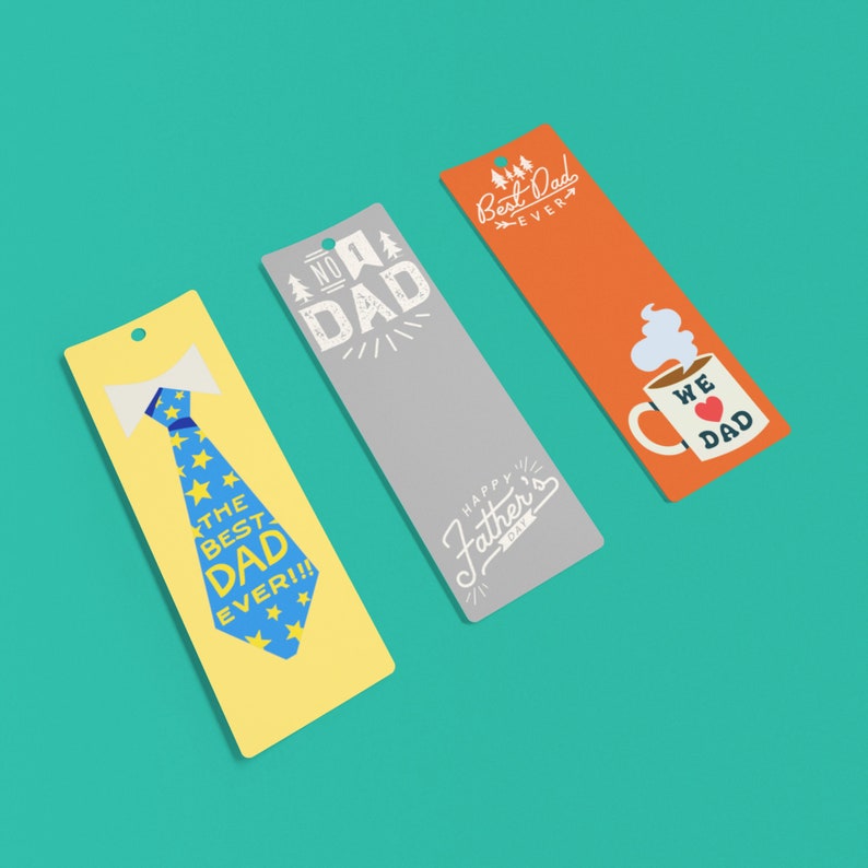 Set of 6 Printable Bookmarks Father Day, Fathers Day Gift, Fathers Day ...