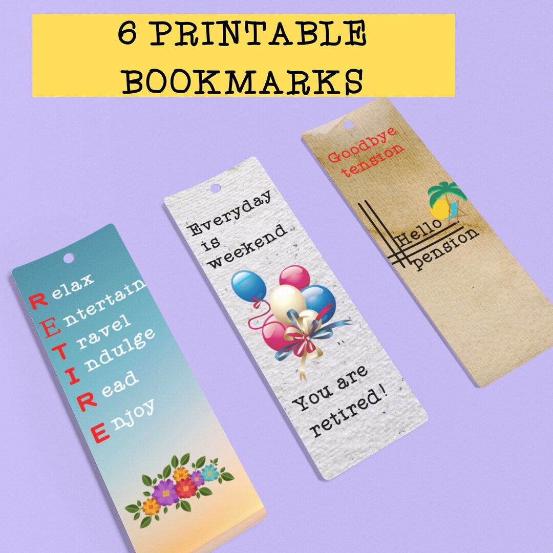 Retirement Bookmarks: Set of 6 Printable Designs (digital Download) - Etsy