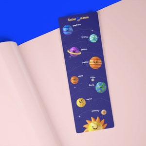 Blue 3d Solar System Planets Kids Bookmark, Printable Space Bookmarks ...