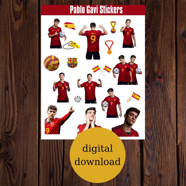 Gavi Barcelona Football Stickers Pablo Martín Páez Gavira - Etsy