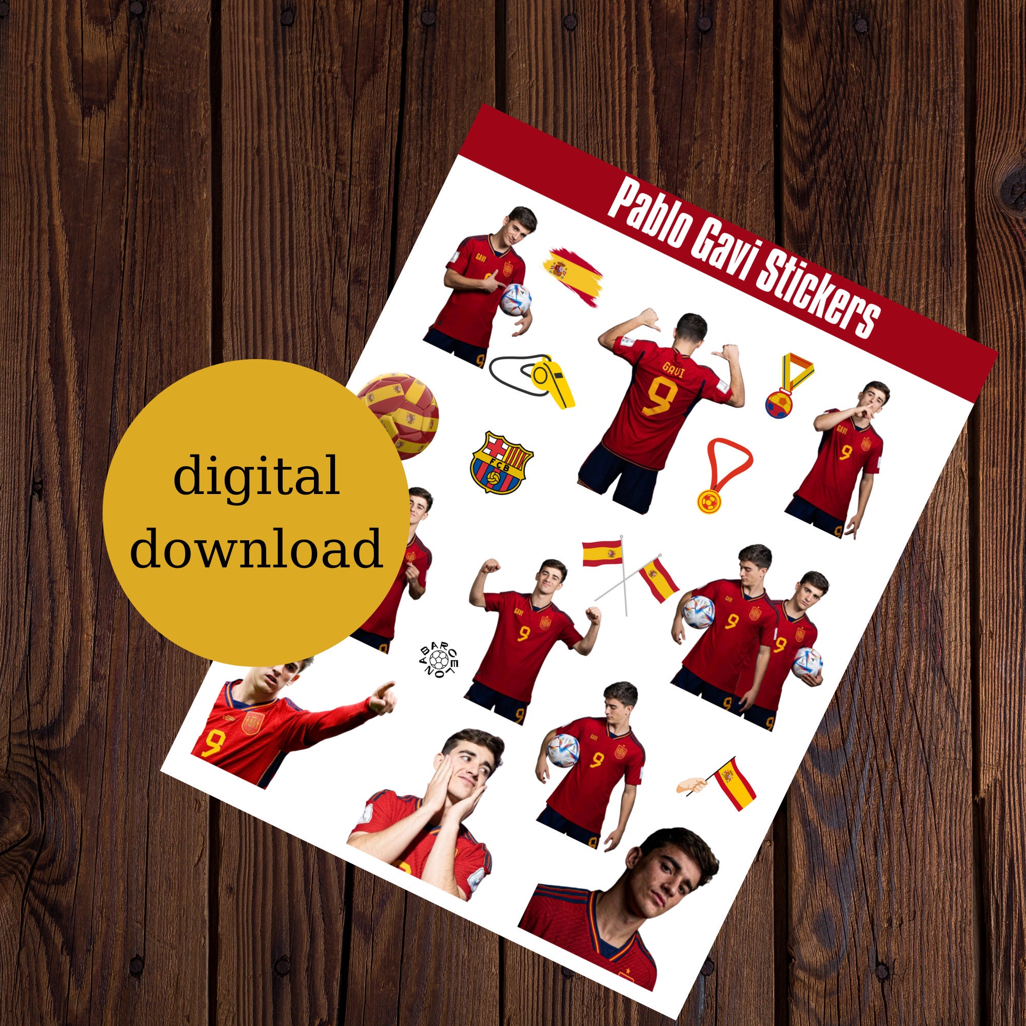 Gavi Barcelona Football Stickers, Pablo Martín Páez Gavira Stickers - Etsy