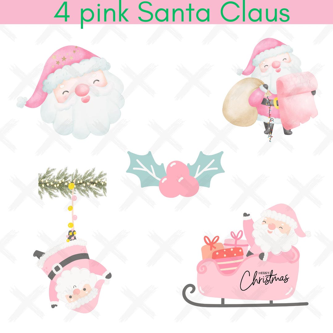 Pink Santa Claus PNG Clipart: Christmas Graphics (digital Download) - Etsy