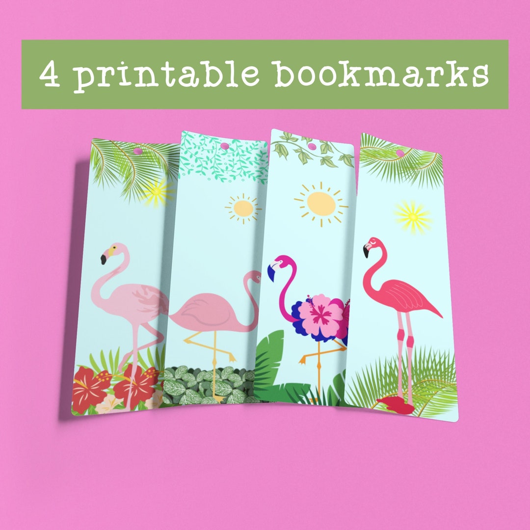 Flamingo Bookmark Printable, Pink Flamingo Bookmark, Flamingo Digital ...