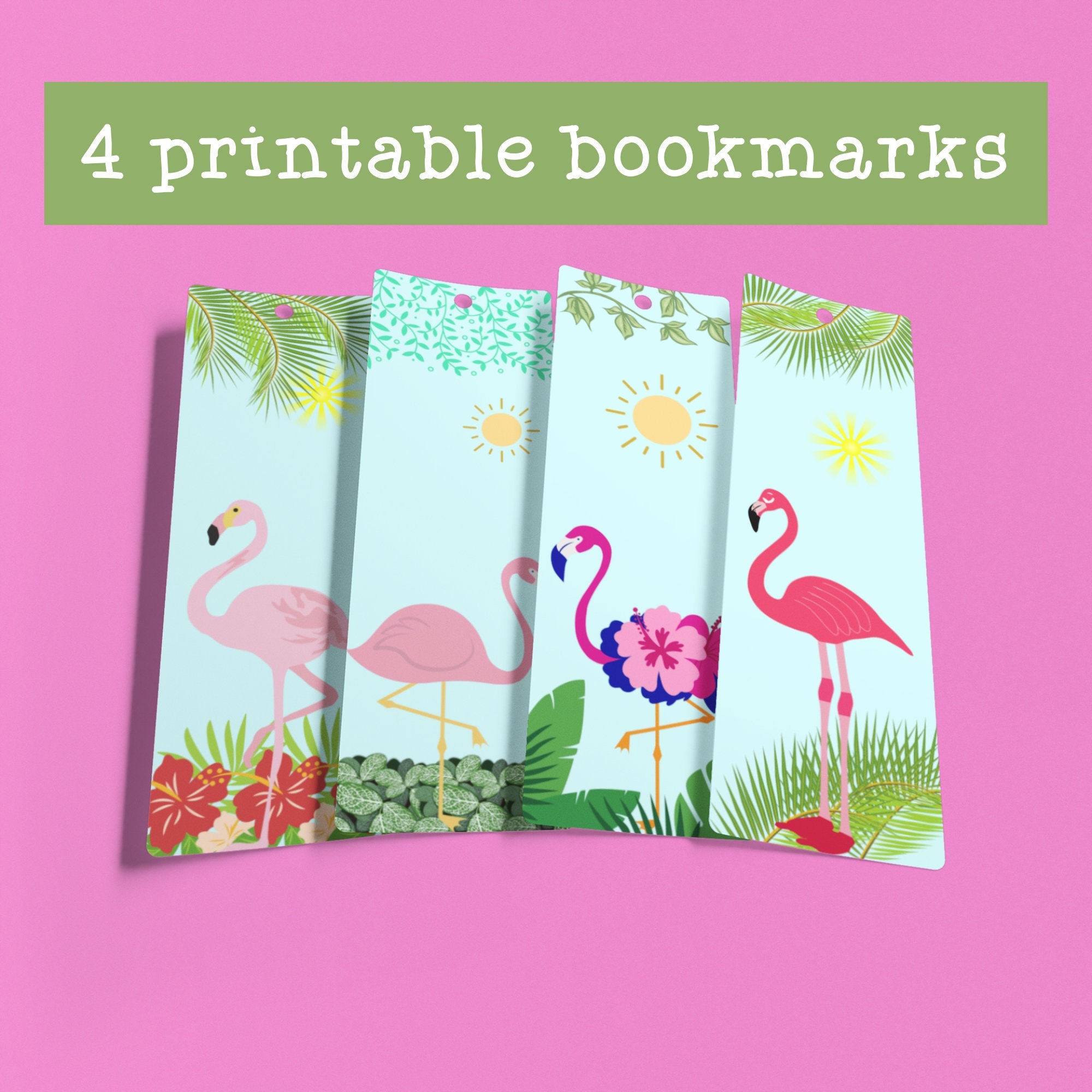 Flamingo Bookmark Printable, Pink Flamingo Bookmark, Flamingo Digital ...