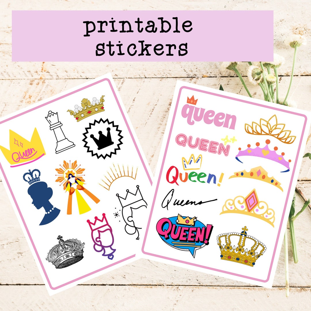Queen Stickers Printable Set of 20 Pcs, Crown Printable Stickers ...