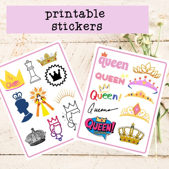 Queen Stickers Printable Set of 20 Pcs Queen Digital | Etsy