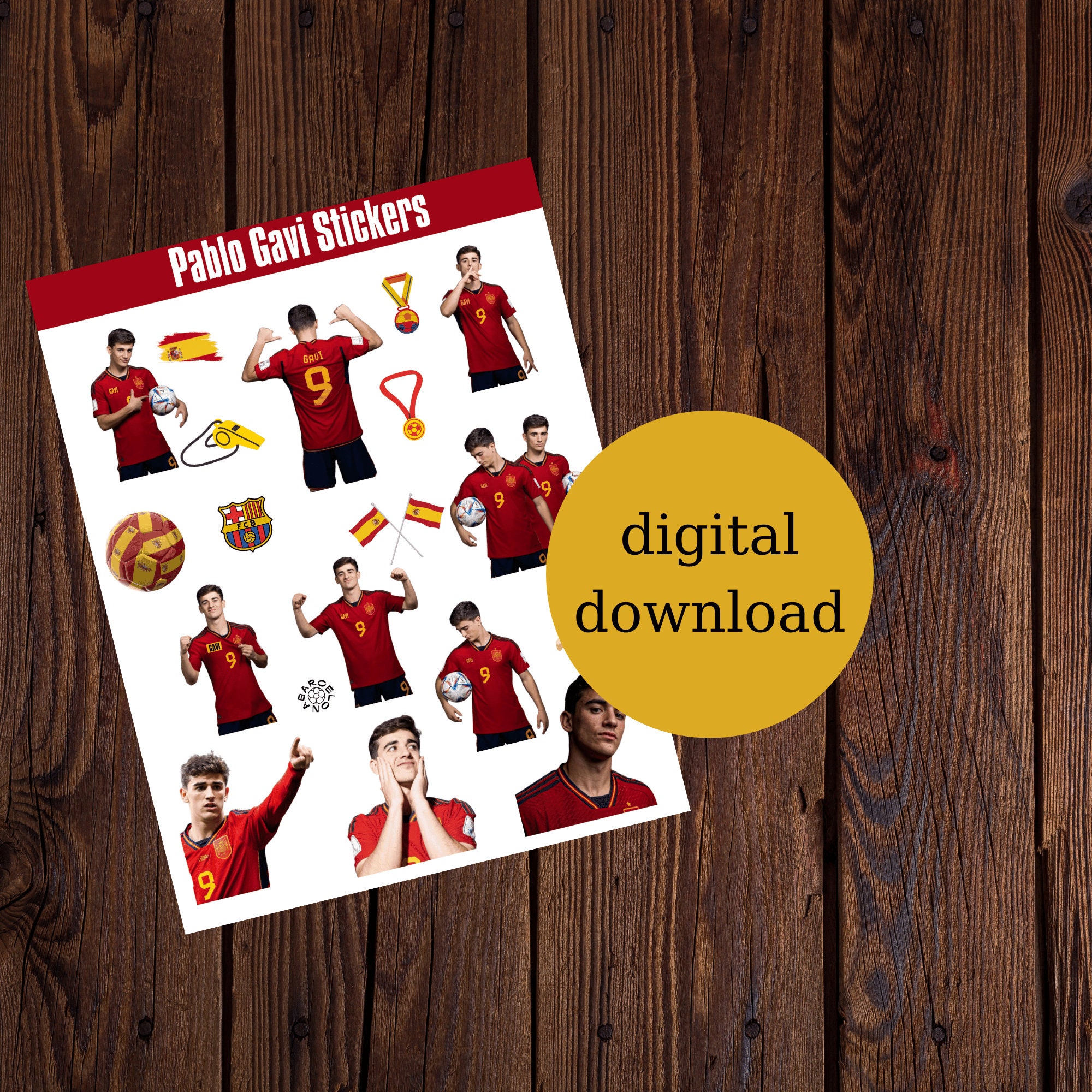 Gavi Barcelona Football Stickers, Pablo Martín Páez Gavira Stickers - Etsy