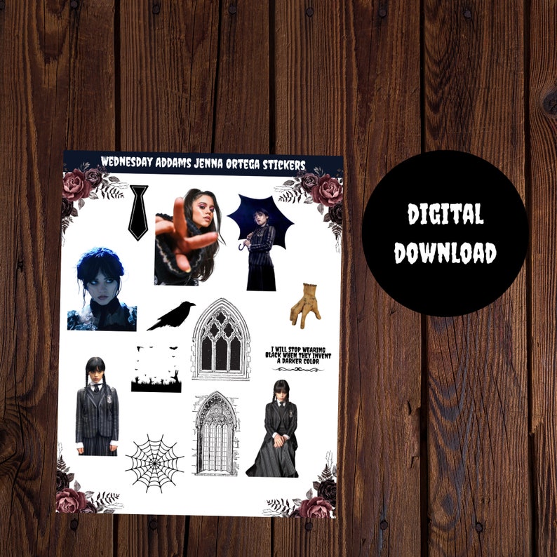Wednesday Addams Jenna Ortega Stickers Printable - Etsy
