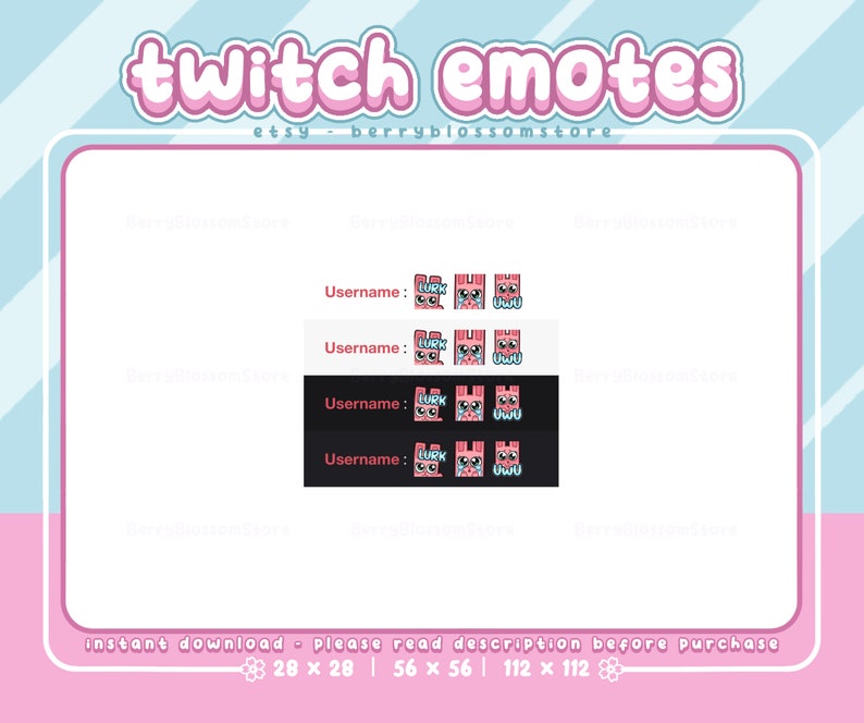 Freezer Bunny X3 Twitch and Discord Emotes 28x28, 56x56, 112x112 - Etsy UK