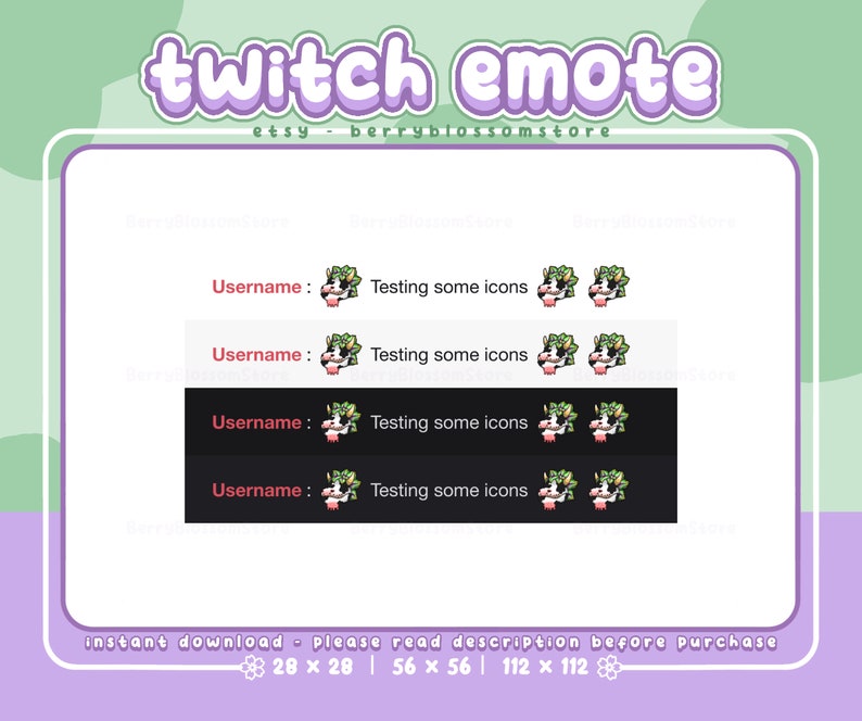 Cowplant X1 Twitch and Discord Emote 28x28, 56x56, 112x112 - Etsy