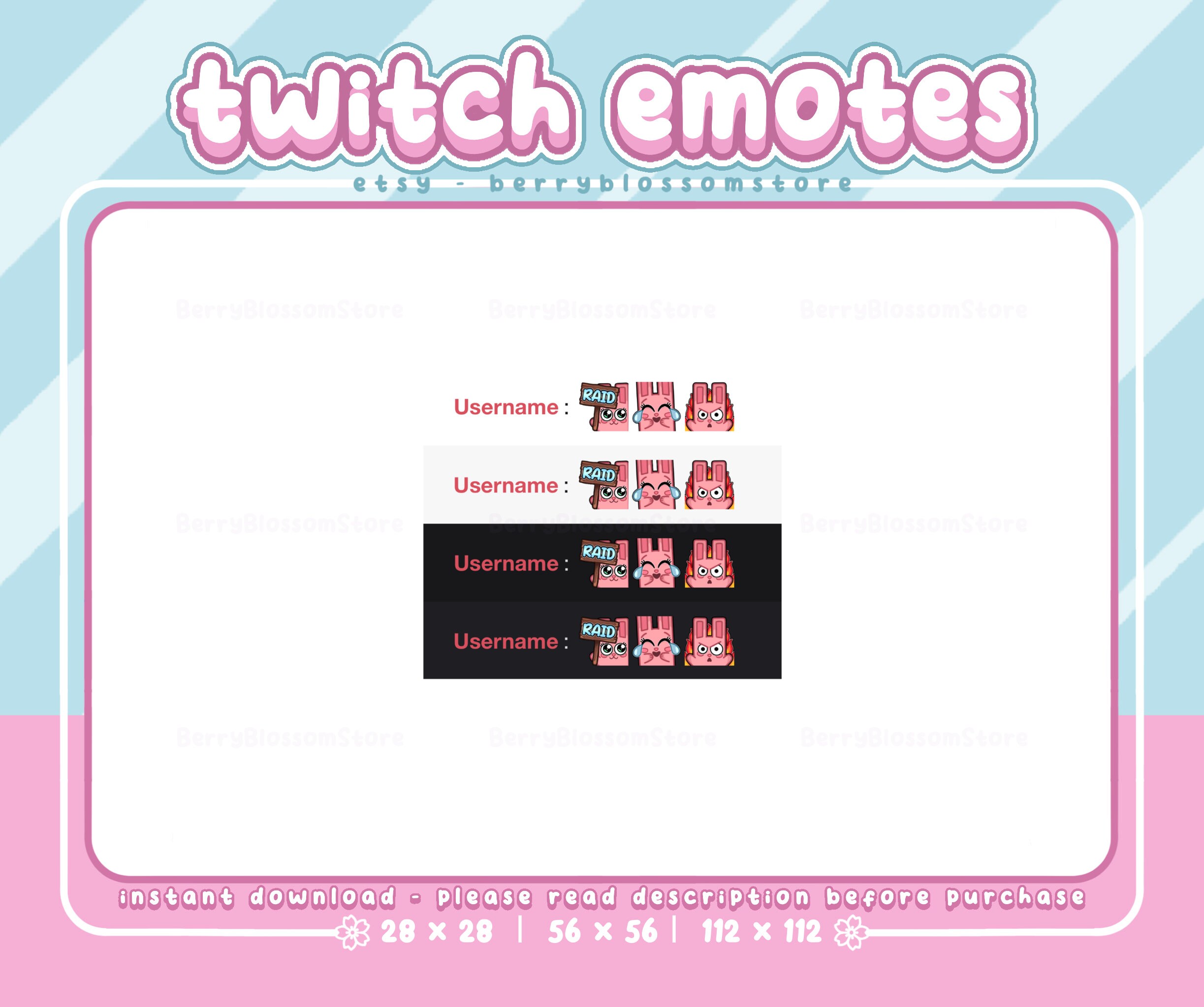 Frozen Bunnie X3 Twitch and Discord Emotes 28x28, 56x56, 112x112 - Etsy