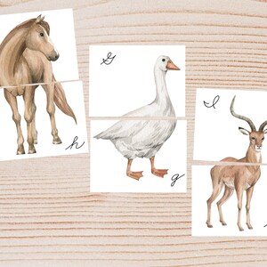 Alphabet Match Game | Cursive Puzzle Game | Watercolor Animal Alphabet ...