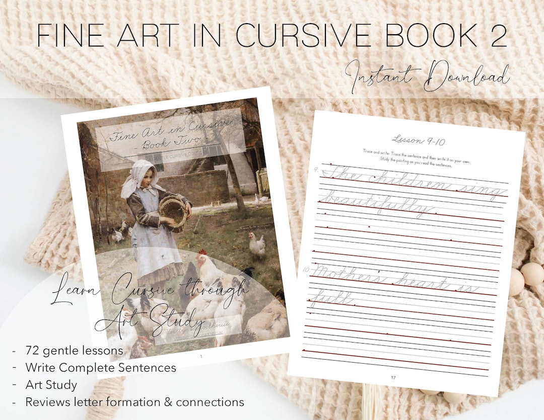 Cursive Workbook | Fine Art in Cursive Book 2 | Digital Download ...