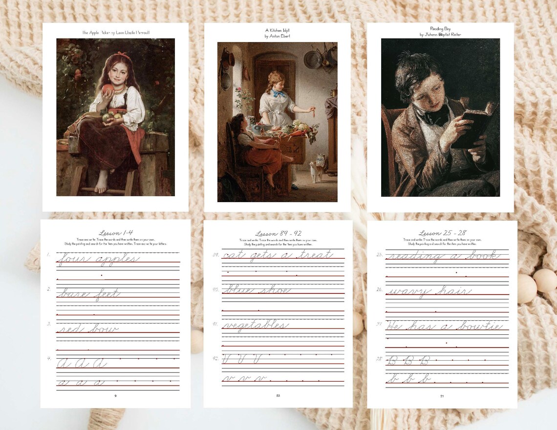 Cursive Workbook Fine Art in Cursive Book 1 Digital Download Instant ...