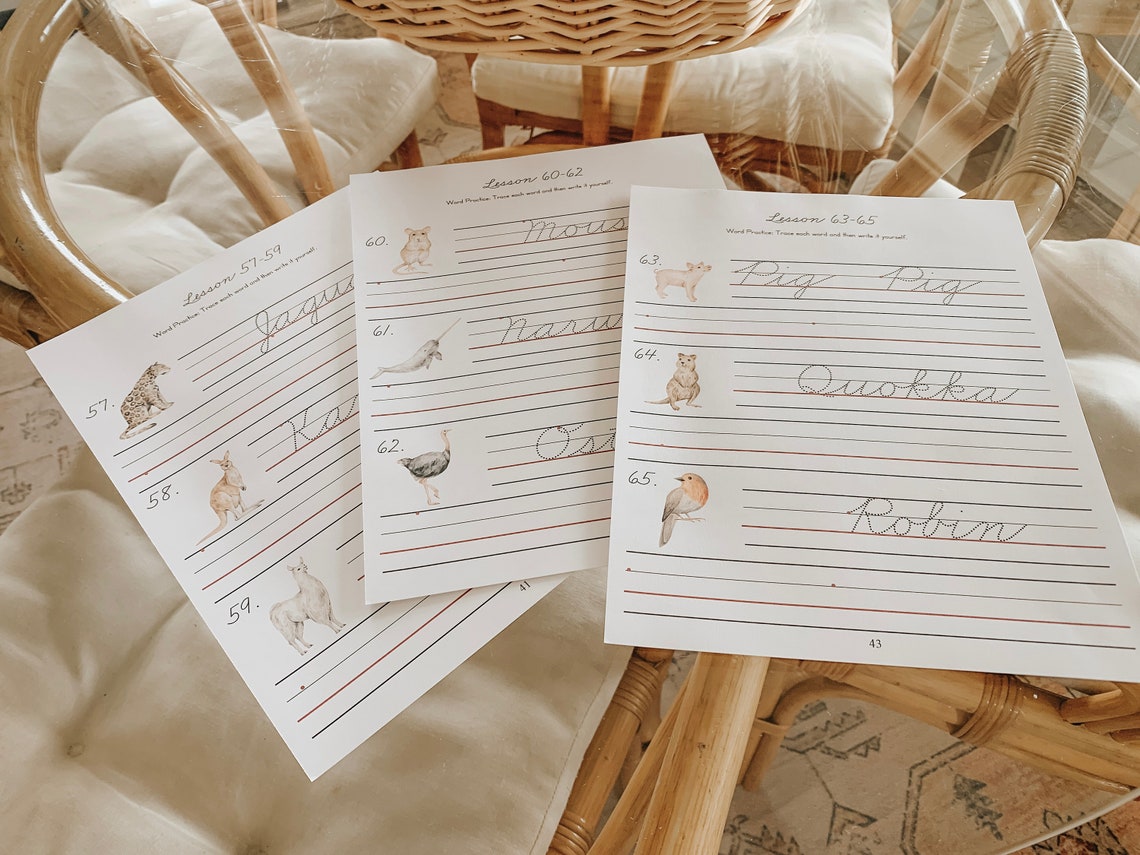 Cursive Workbook Animals A to Z Cursive Printable Cursive - Etsy