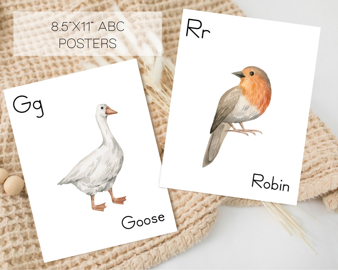 ABC Posters Watercolor Animal ABC Printable Alphabet Poster - Etsy