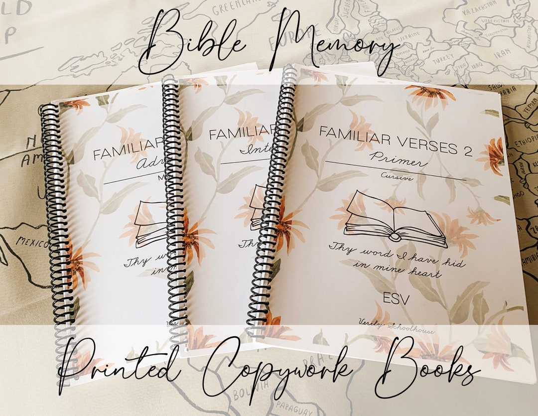 Printed Bible Memory Copywork Books, Familiar Verses Collection No.2 - Etsy