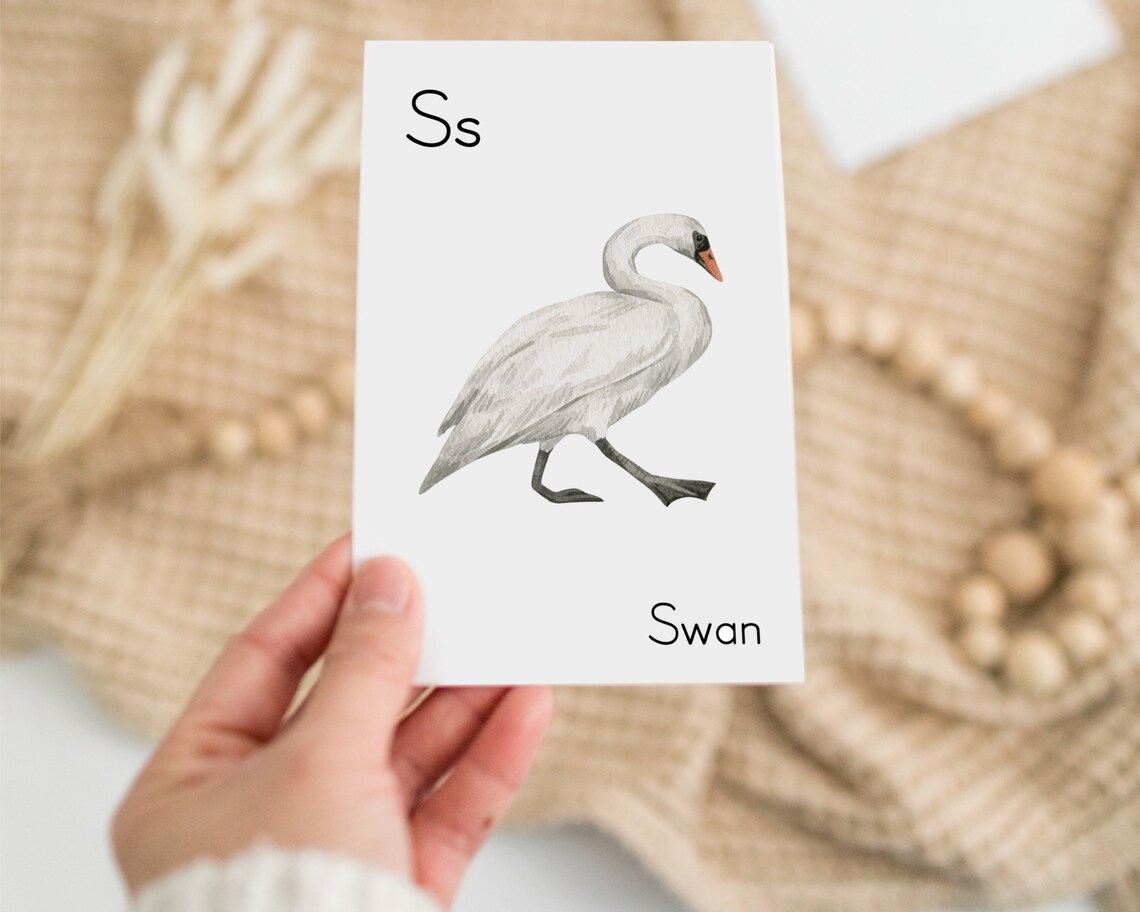 ABC Flashcards Watercolor Animal ABC Cards Printable - Etsy