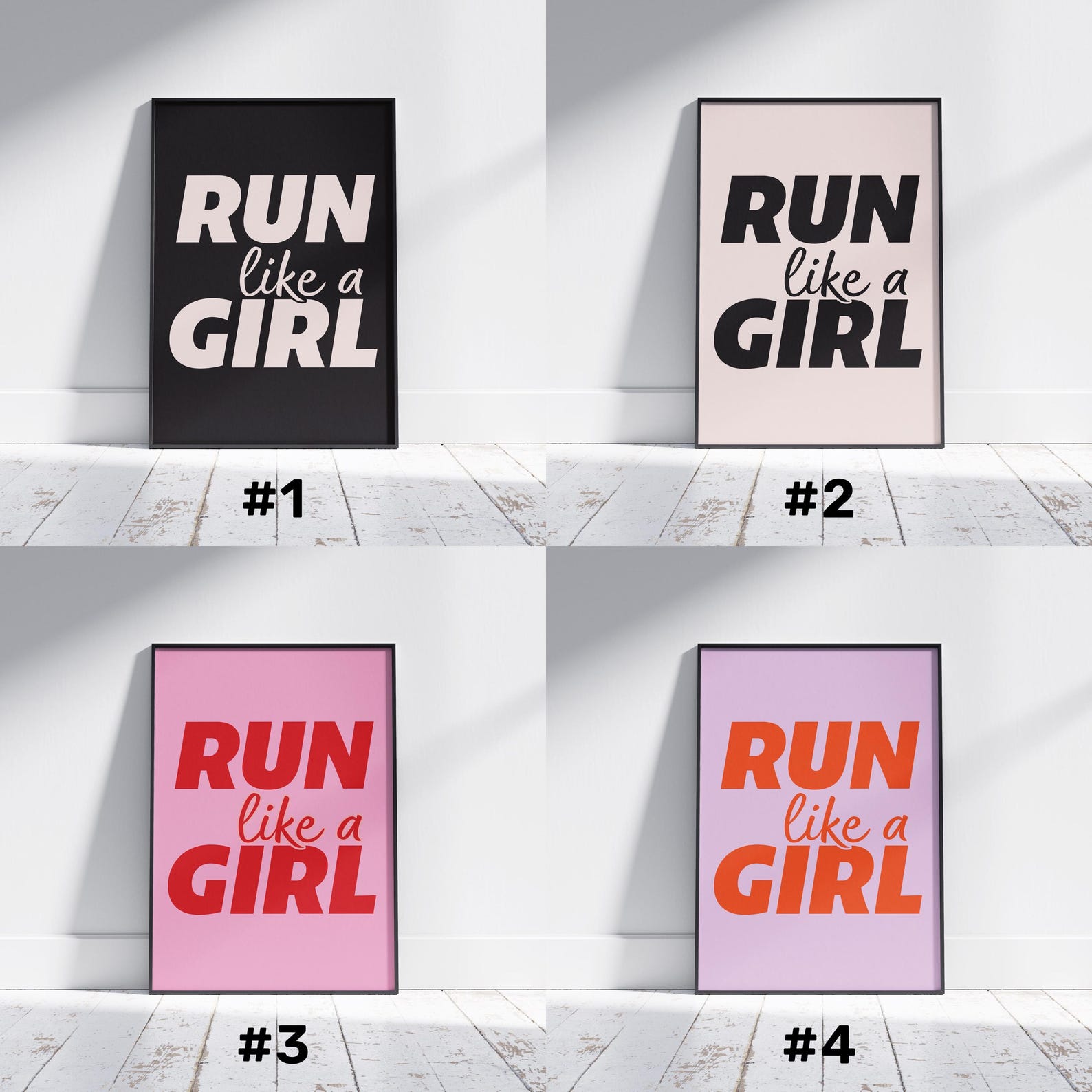 Run Like a Girl – Motivational Running Poster – Multiple Colors & Sizes ...