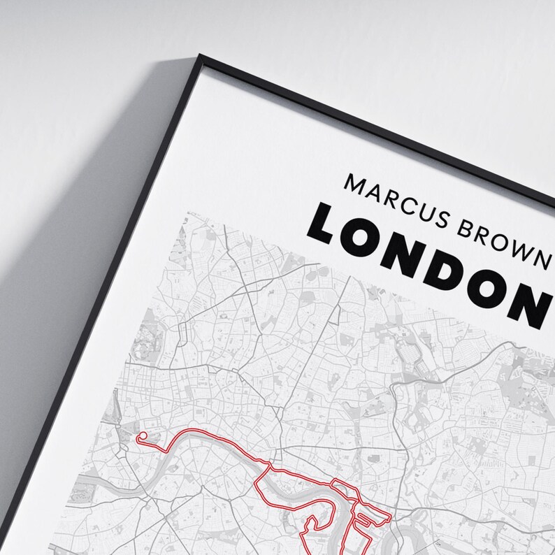 London Marathon – Running Race Map With Name and Quote – #1 Light ...