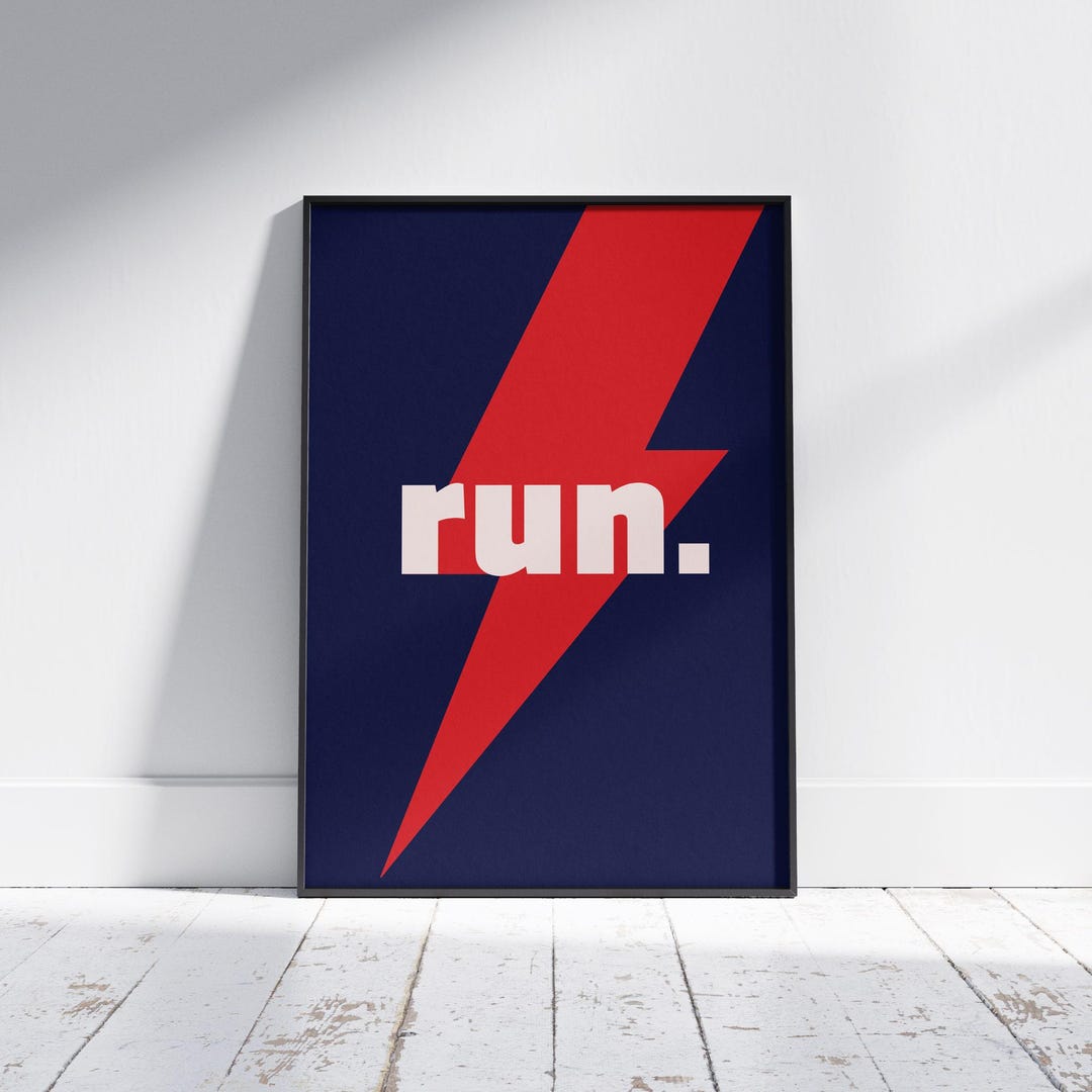 Run. – Motivational Running Poster – Navy & Red (multiple Sizes) - Etsy