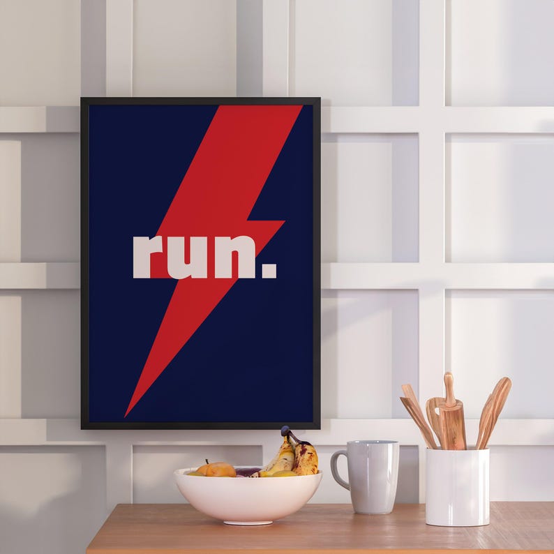 Run. – Motivational Running Poster – Navy & Red (multiple Sizes) - Etsy