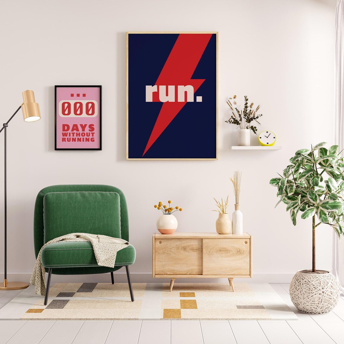 Run. – Motivational Running Poster – Navy & Red (multiple Sizes) - Etsy
