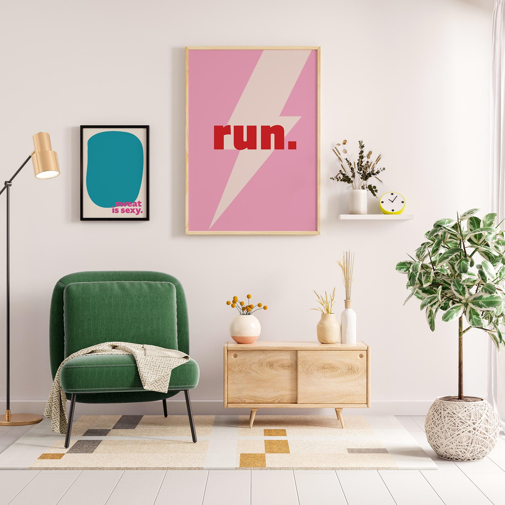 Run. – Motivational Running Poster – Pink (multiple Sizes) - Etsy