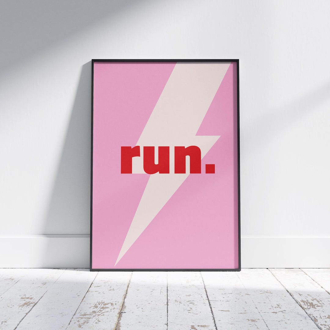 Run. – Motivational Running Poster – Pink (multiple Sizes) - Etsy