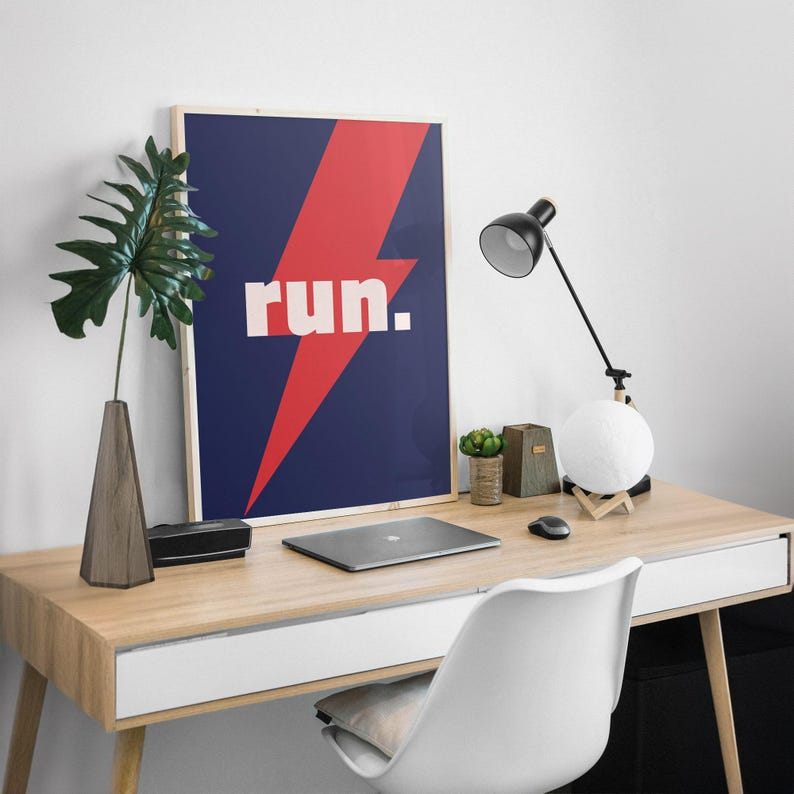 Run. – Motivational Running Poster – Navy & Red (multiple Sizes) - Etsy