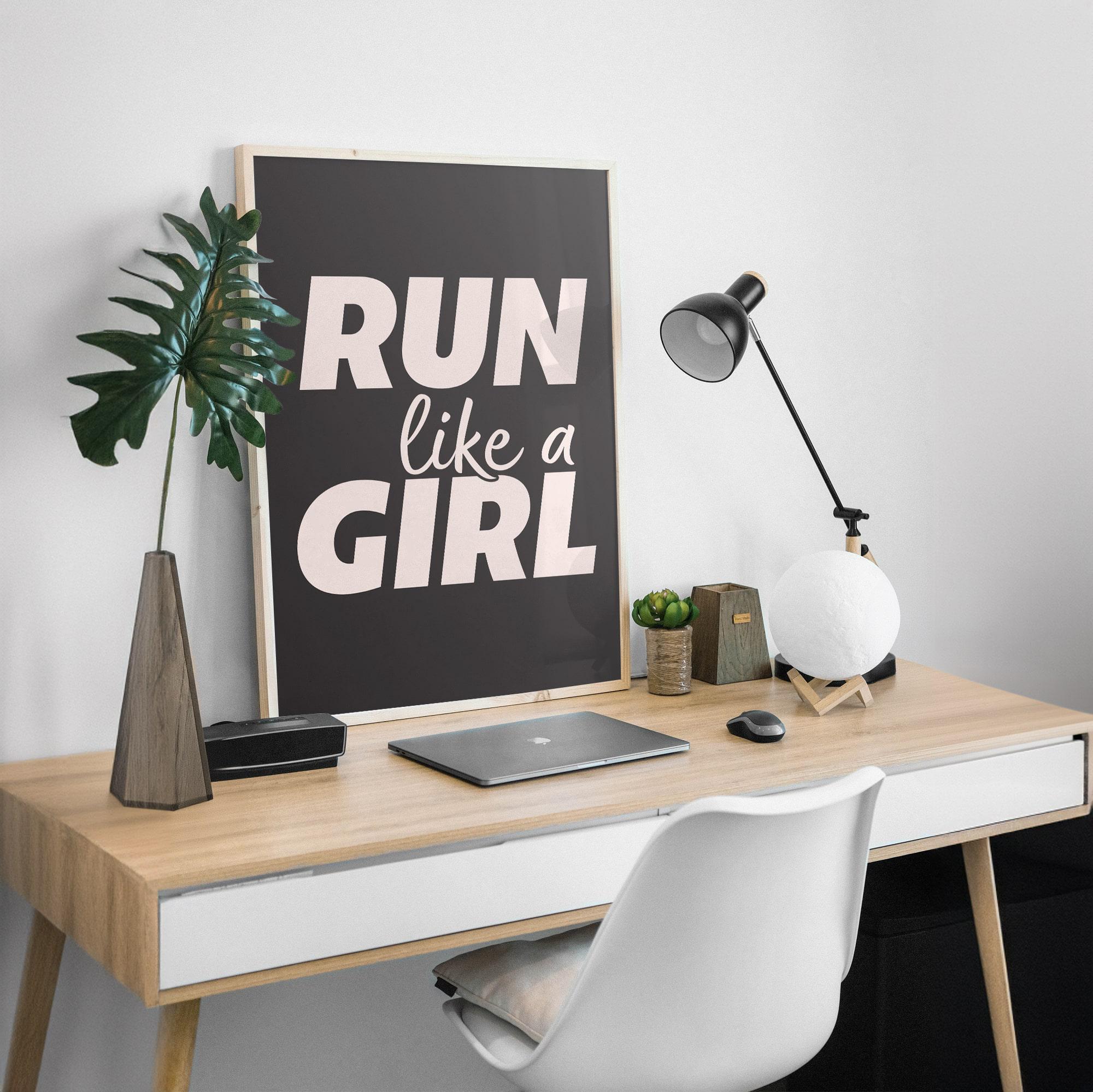 Run Like a Girl – Motivational Running Poster – Black (multiple Sizes ...