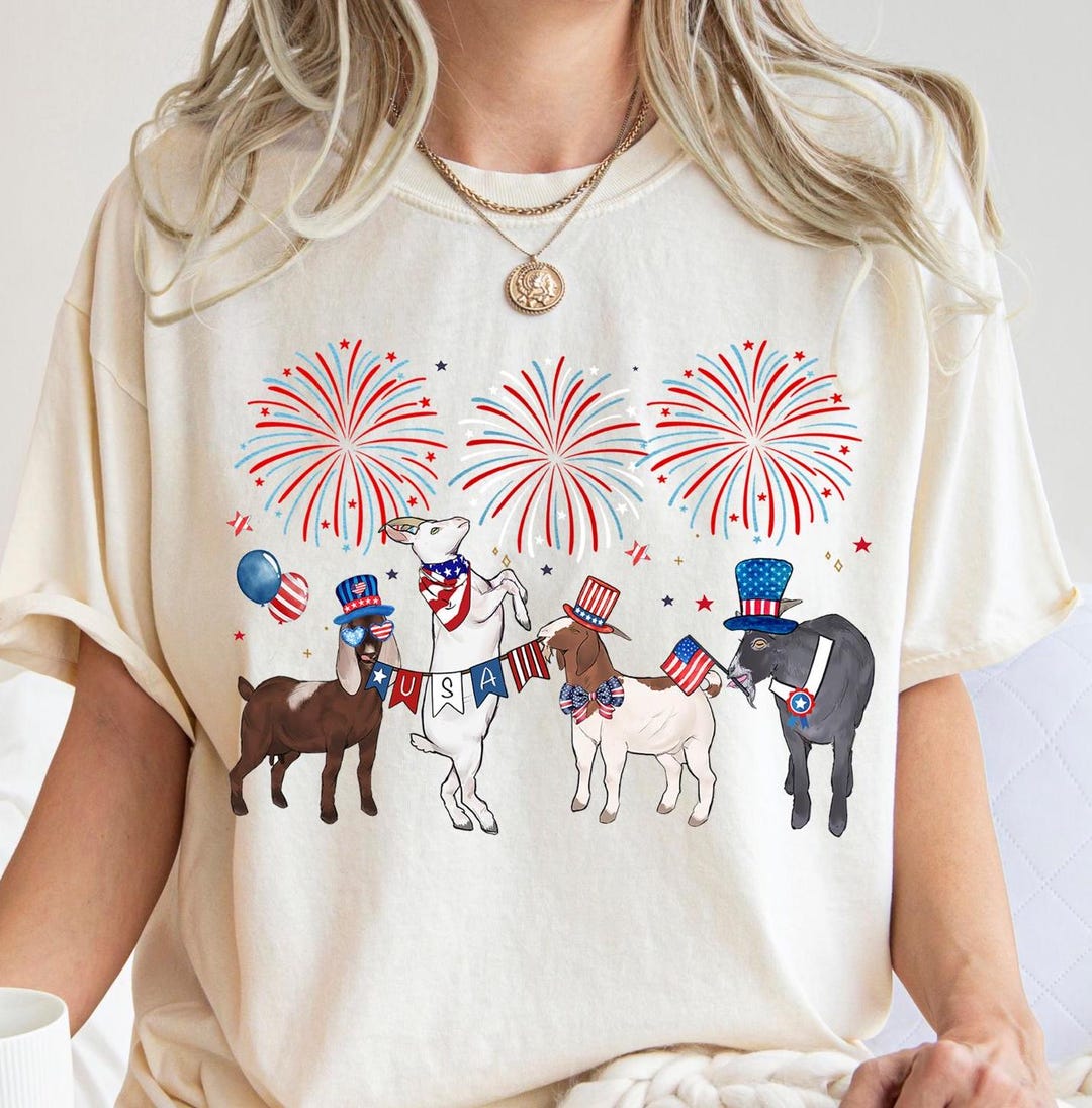 Cute Goats 4th of July Shirt, Goat Lover Gift, Fireworks Fourth of July ...