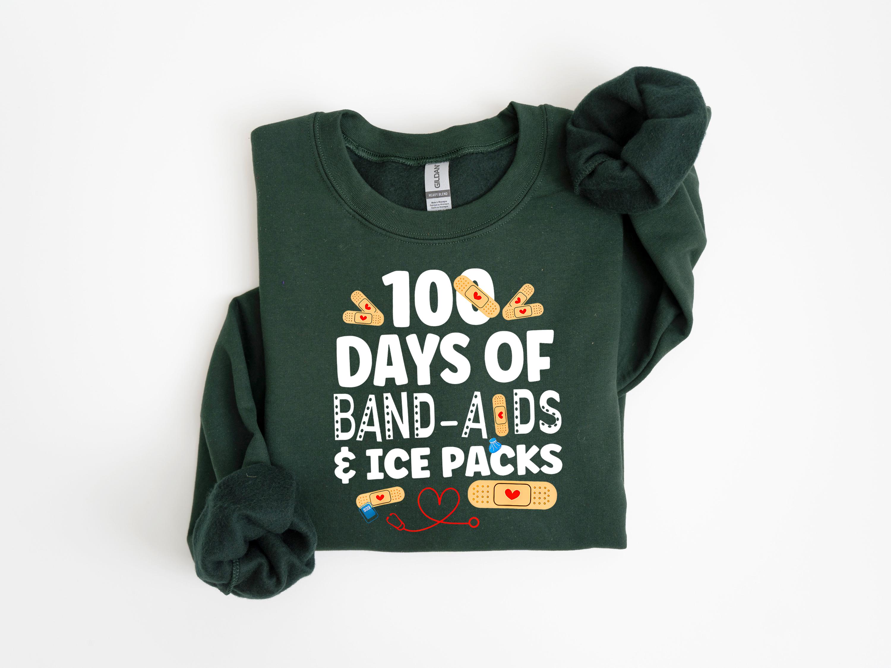 100 Days of Band-aids Ice Packs Shirt, 100th Day of School Nurse Shirt ...