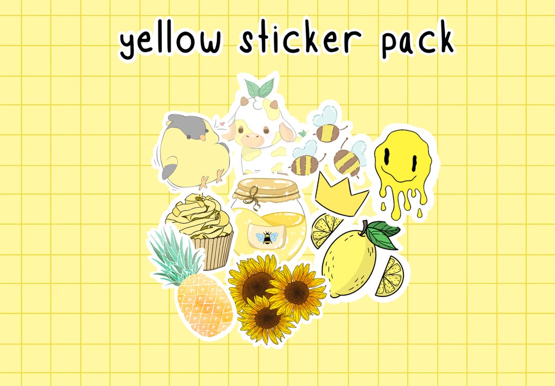 Homemade Yellow Sticker Pack - 10 Stickers - Etsy