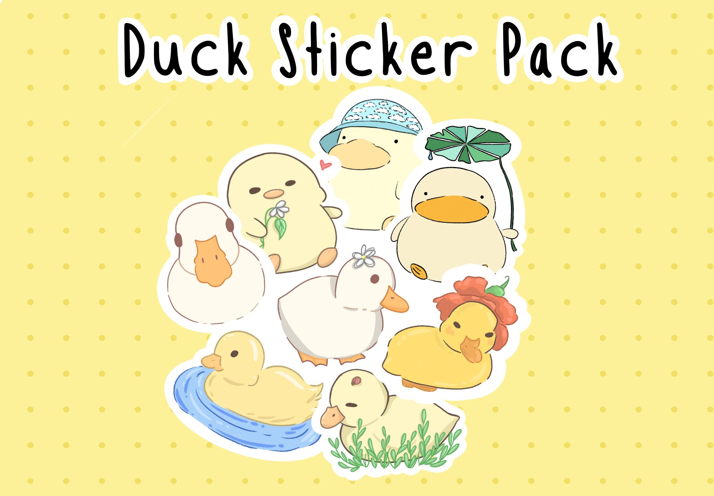 Homemade Duck Sticker Pack 8 Stickers - Etsy