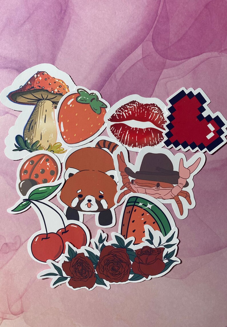 Homemade Red Sticker Pack 10 Stickers - Etsy