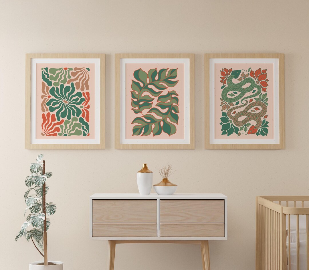 Printable Posters | Set of Three Vibrant Modern Boho Wall Art, Home ...
