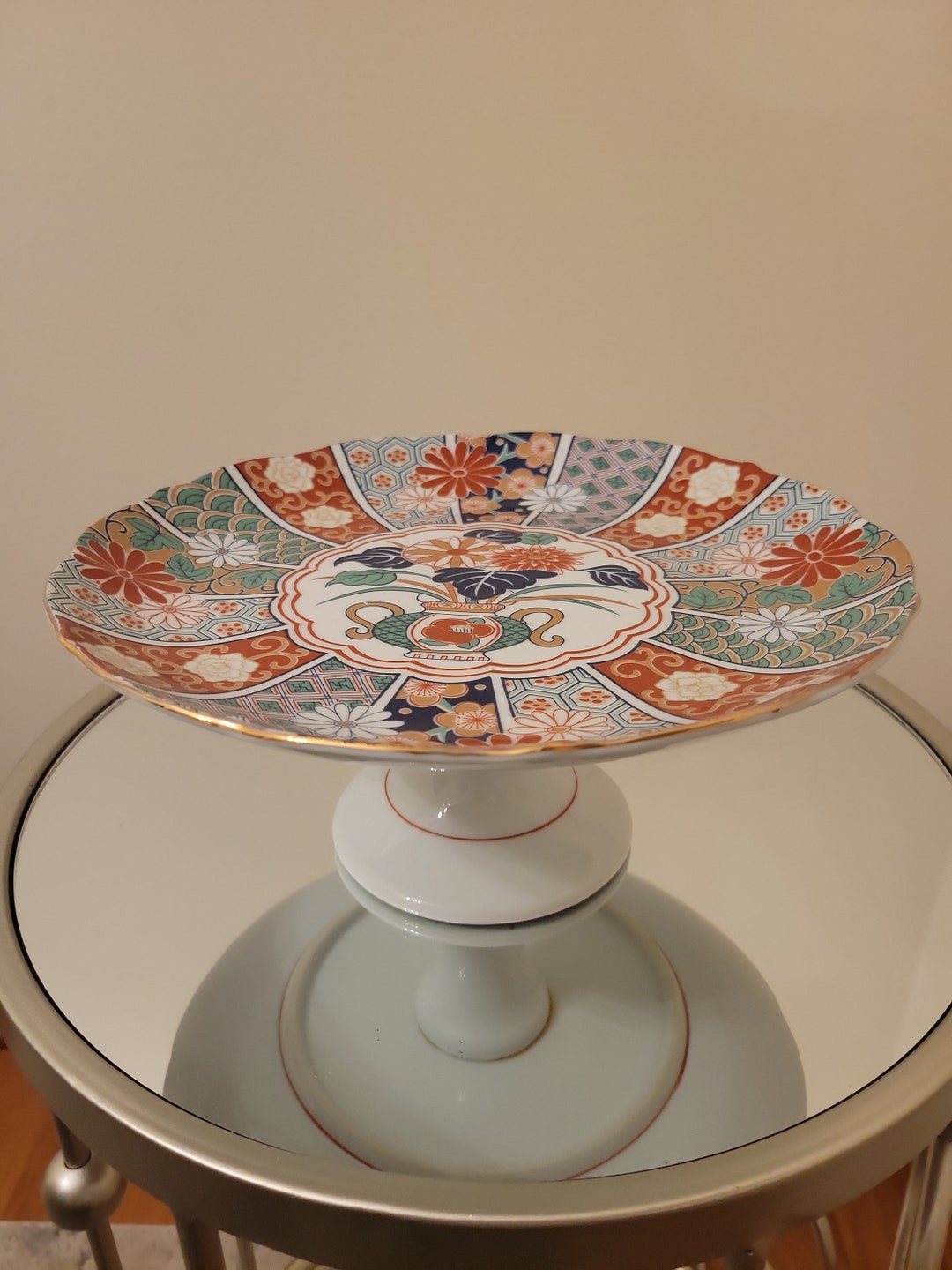 Imari Fan Pattern Arita Porcelain 10 Cake Plate EXC - Etsy