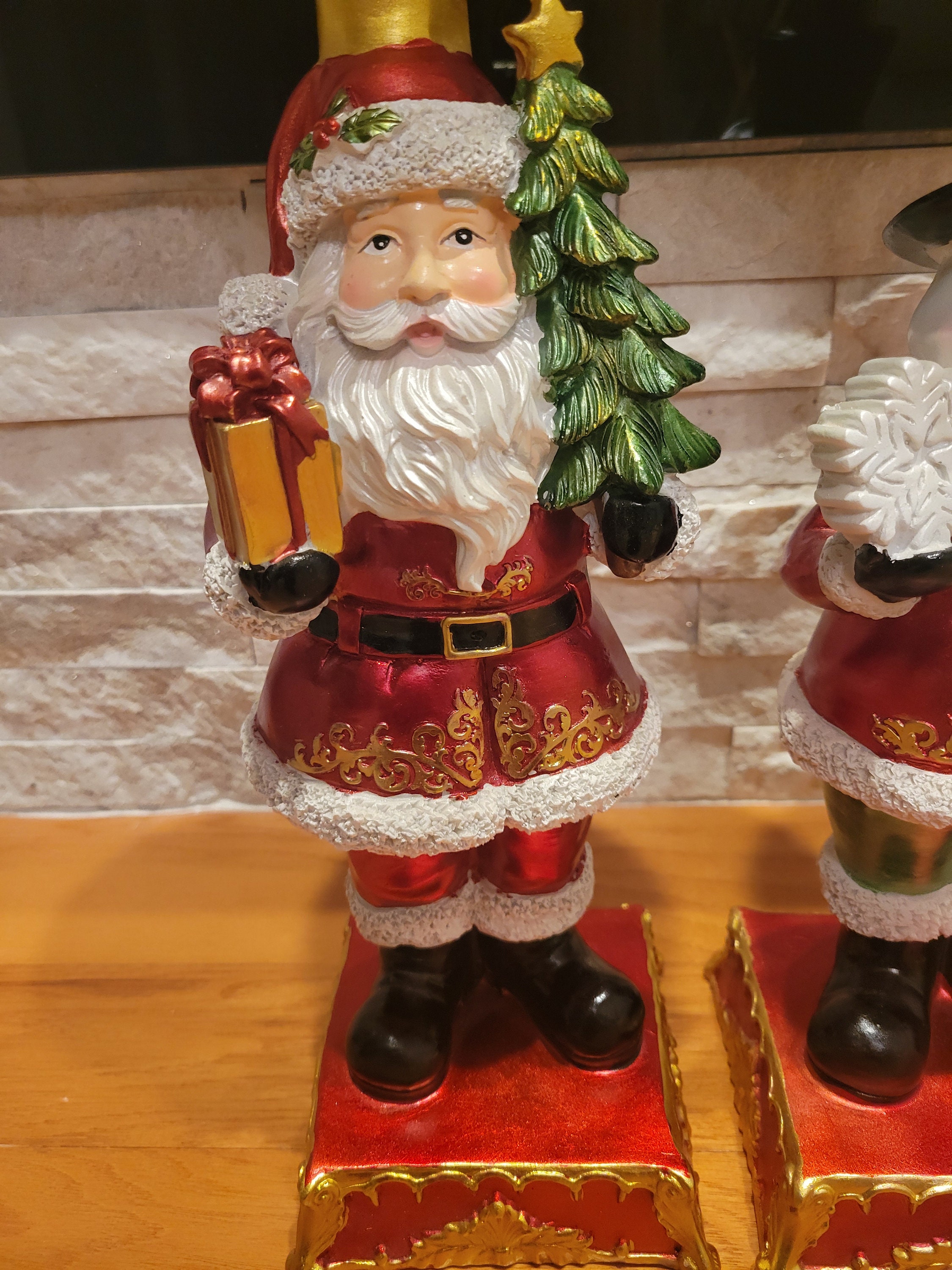 Snowman/ Santa Candle Holders Pedestals Kringle Express - Etsy
