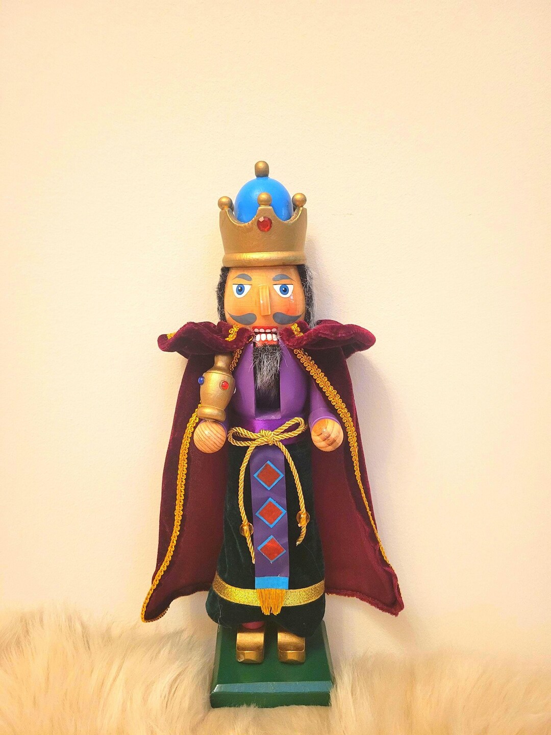 Wiseman Nutcracker Wise Man King Pink Blue Christmas Nativity Wooden 15 ...