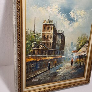 Signed W. Robert Oil Painting Framed French Street Scene Canvas Size ...