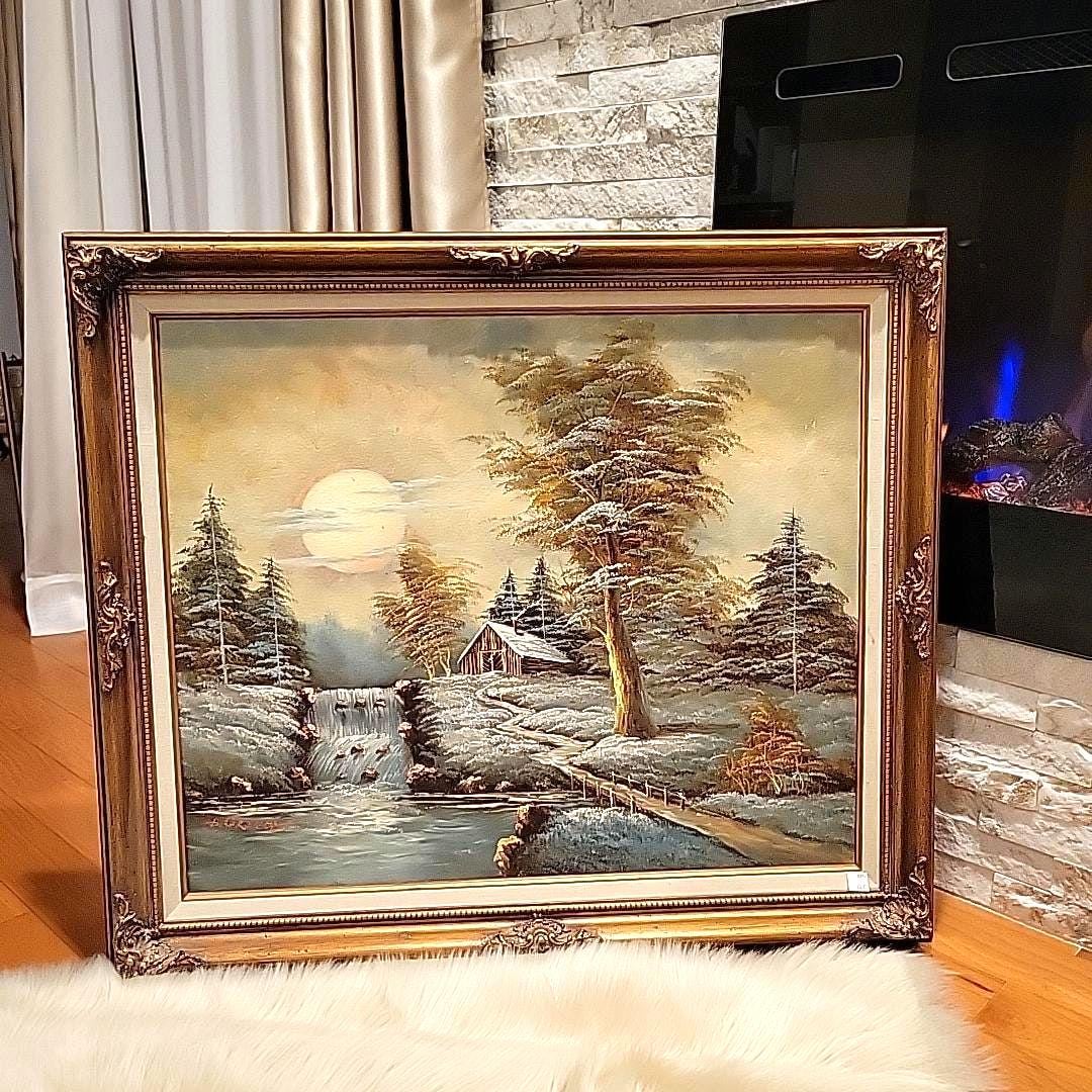 Vintage Oil on Canvas Landscape Painting Signed B Groneman 29×25 With ...